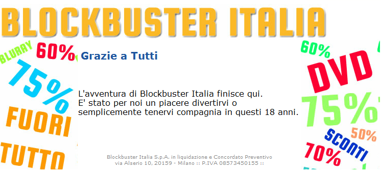 Blackbuster Italia ringrazia e chiude | DARIO BONACINA